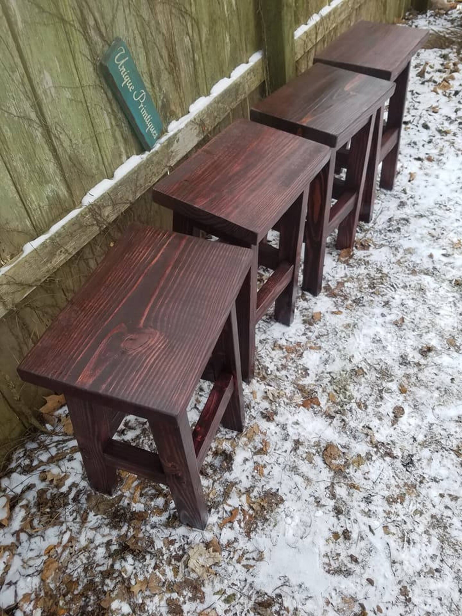 Rustic Kitchen BAR STOOLS Black Cherry Stain Primitive Dining | Etsy