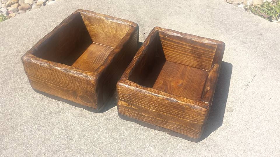 Rustic Reclaimed Wood Tray Box LOT OF TWO Candle Holder | Etsy