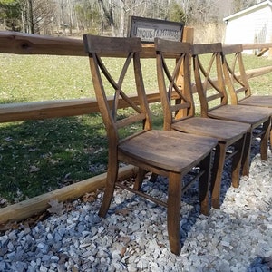 RUSTIC CHAIRS FOUR Beautiful Rustic Wood Malaysian Oak Solid Wood X ...