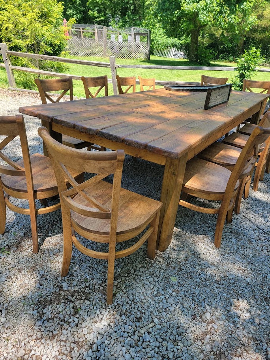 Rustic FARM TABLE 10 Ft or 12 Foot Set W/you Pick Chairs Farm House ...