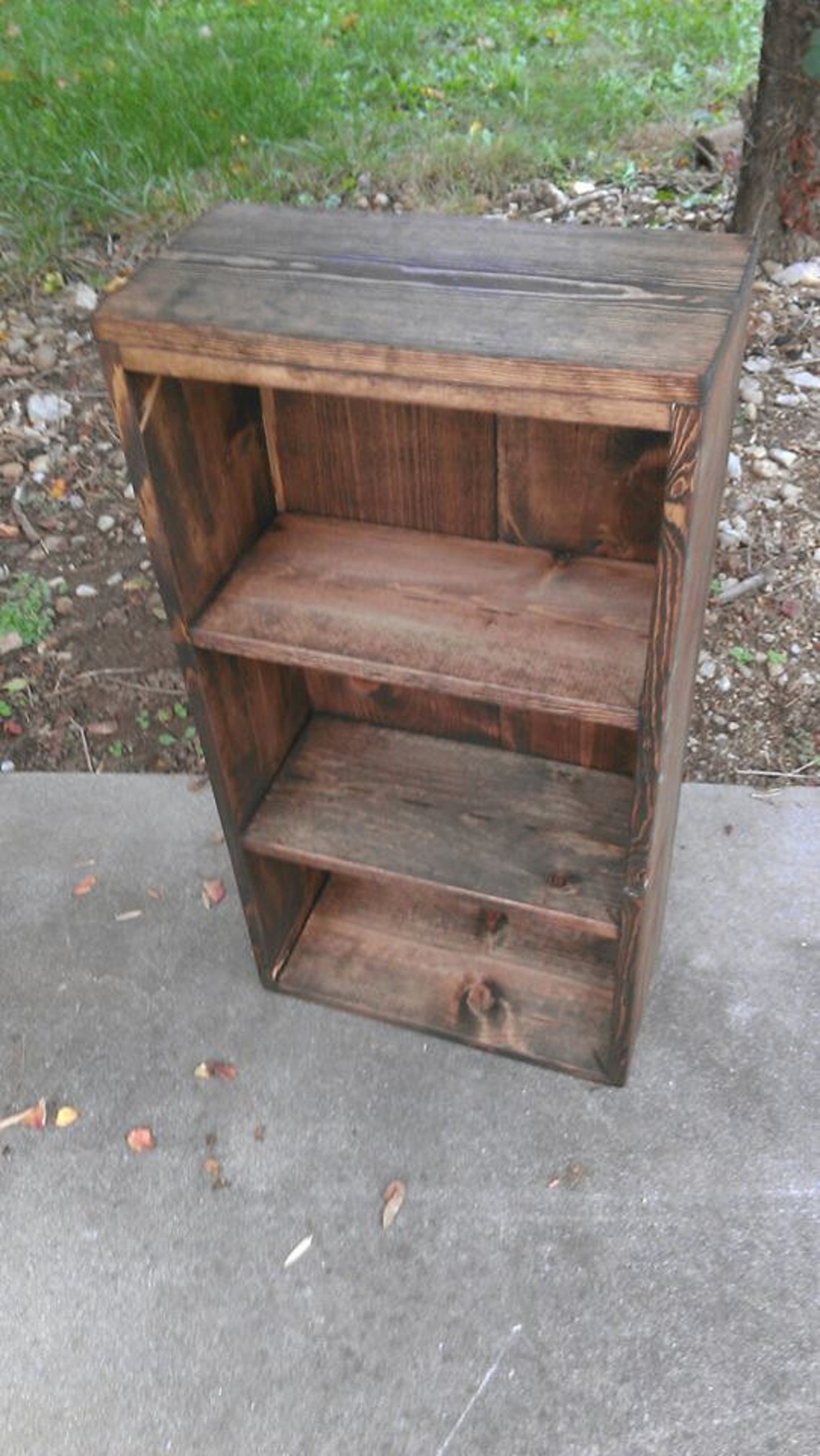 RUSTIC FARMHOUSE BOOKCASE Shelving Storage Shelf Dark Walnut Reclaimed ...