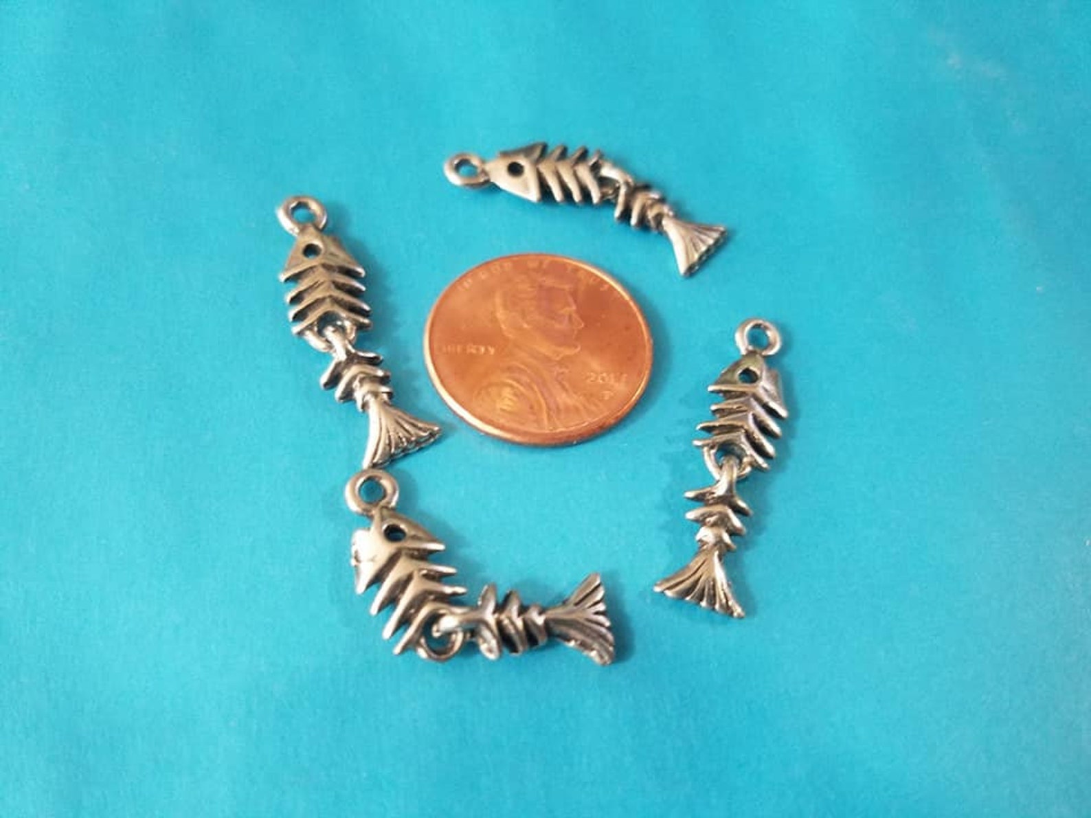 FISH BONE CHARM Antique Silver Tone for Bracelet Craft Jewerly - Etsy