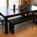 Primitive Wood KITCHEN TABLE Black 8-FT Solid Dining Room Table W/two Matching Benches Set ...