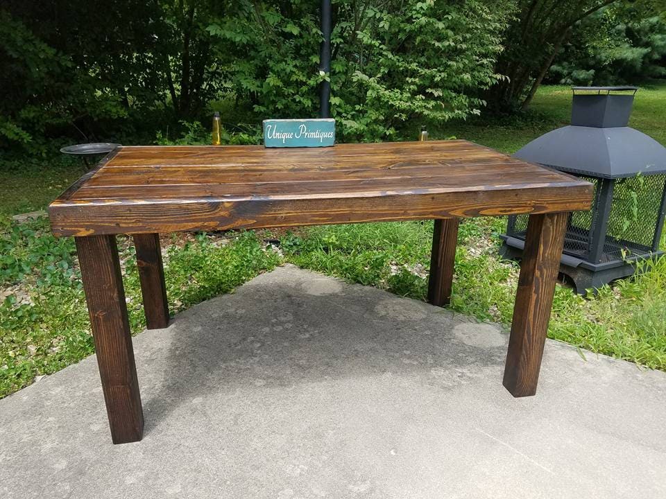 Rustic Reclaimed Wood Table Unique Primtiques Dark Walnut | Etsy