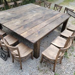 Rustic FARM TABLE Table Set W/you Pick Chairs 8-ft X 8-ft XL Square ...