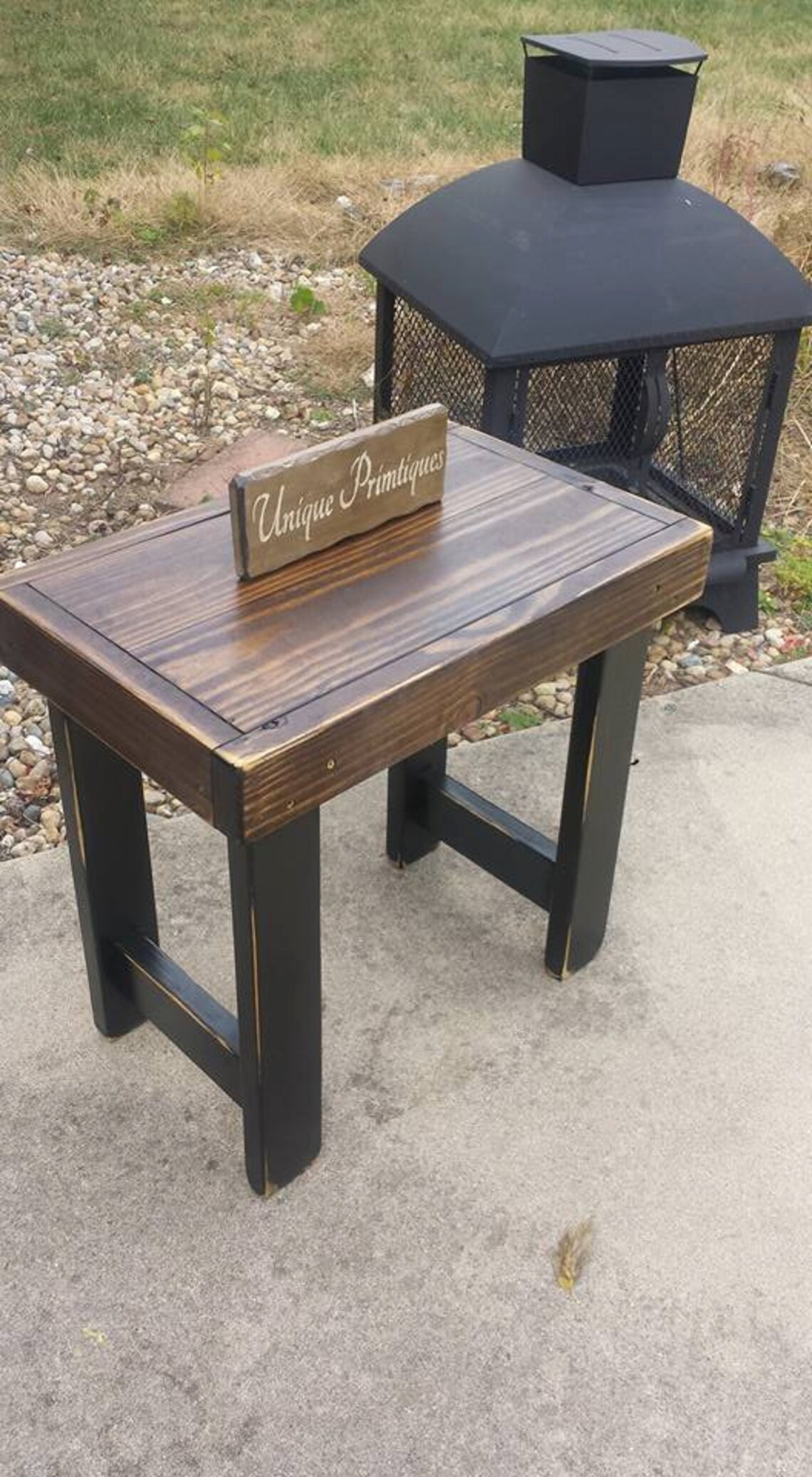 RUSTIC END TABLE Reclaimed Wood Distressed Side Fish Tank Amp - Etsy