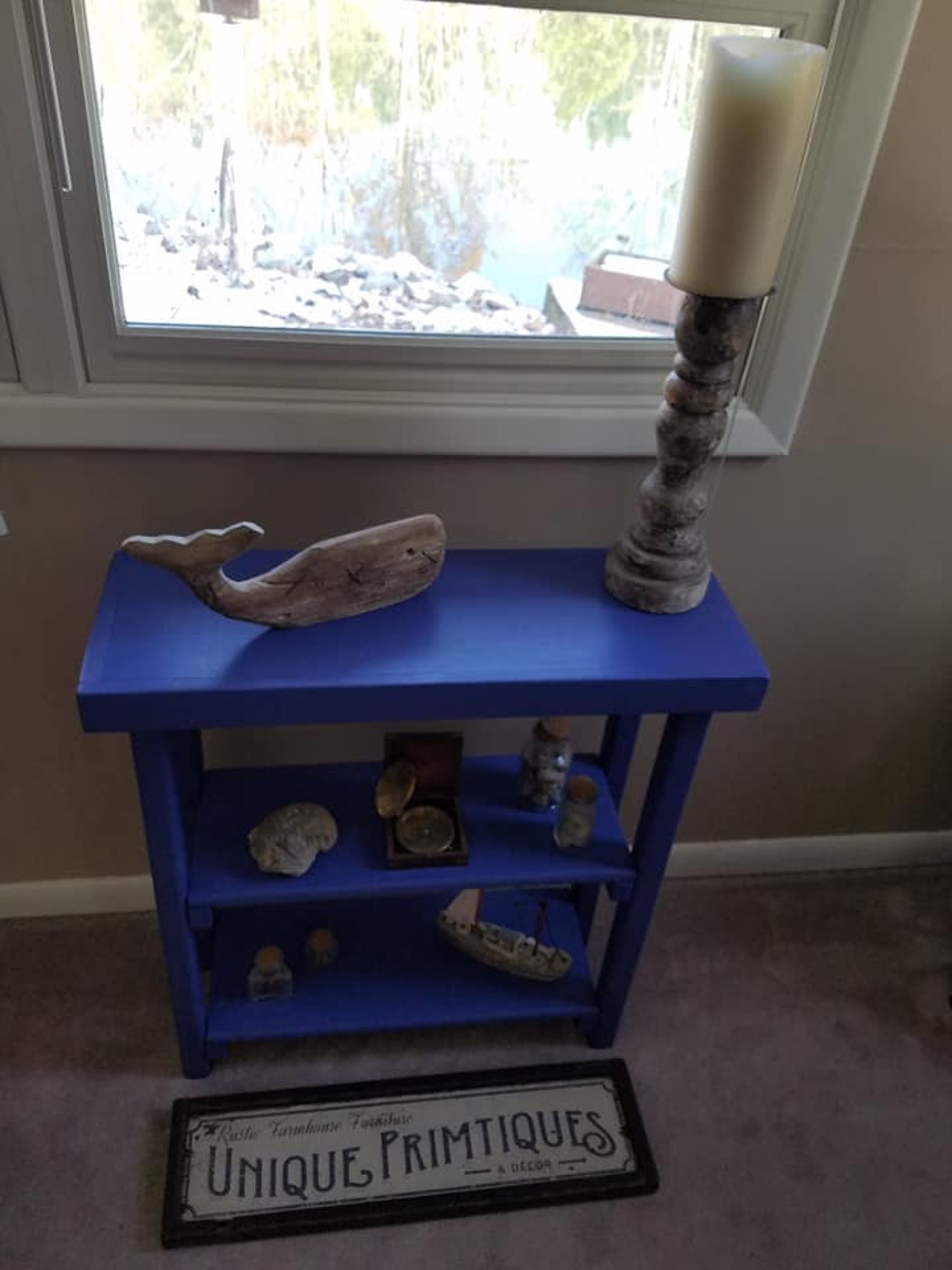 Rustic ACCENT LAMP TABLE Indigo Sofa Console Entry Hall Table - Etsy