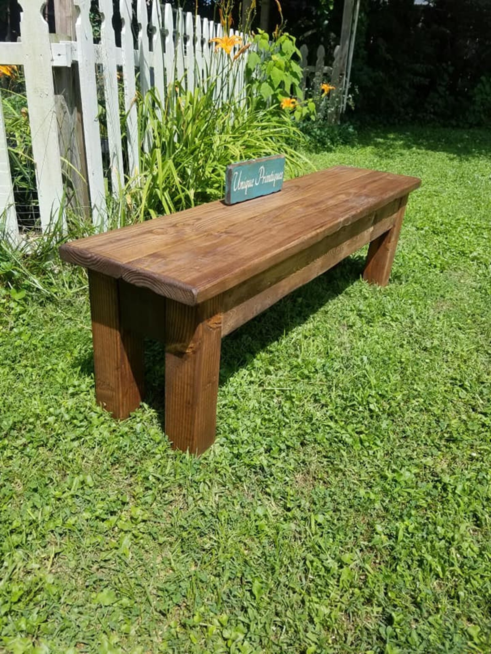 RUSTIC Wood Farmhouse BENCH Primitive Farm House Indoor Outdoor Kitchen ...