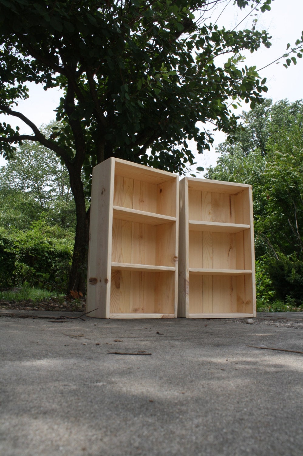 Rustic Natural Wood Book Shelf Bookcase LOT OF TWO Bathroom | Etsy