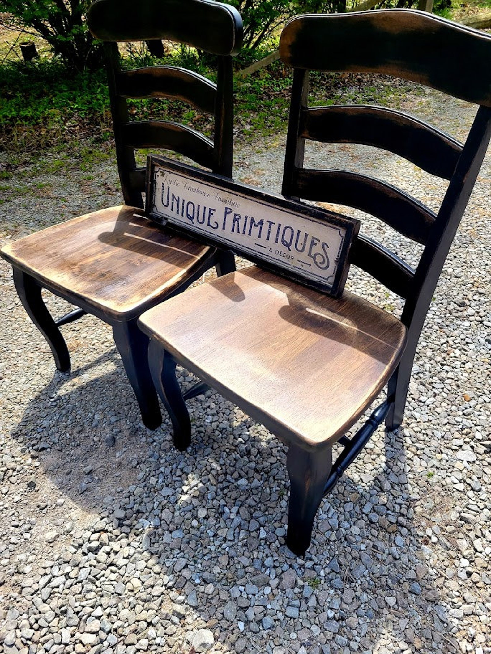 Farmhouse Kitchen Chairs Bench Rustic Ladder Back Malaysian Oak Solid ...
