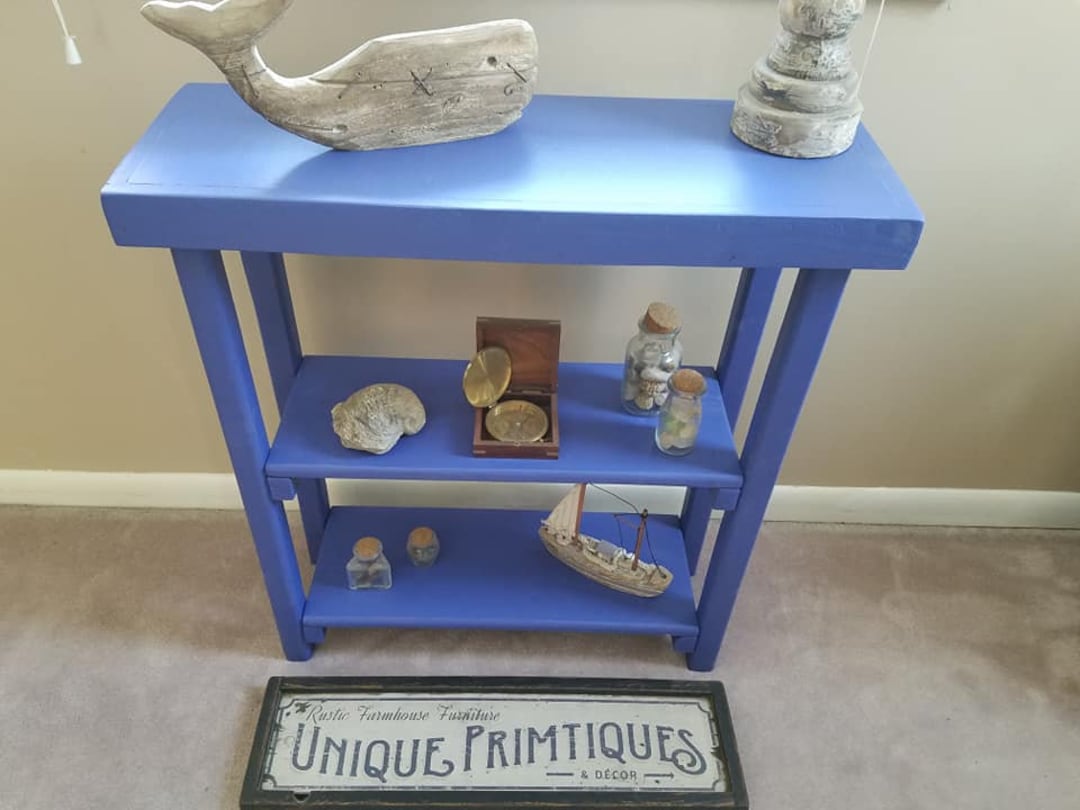 Rustic ACCENT LAMP TABLE Indigo Sofa Console Entry Hall Table Book ...