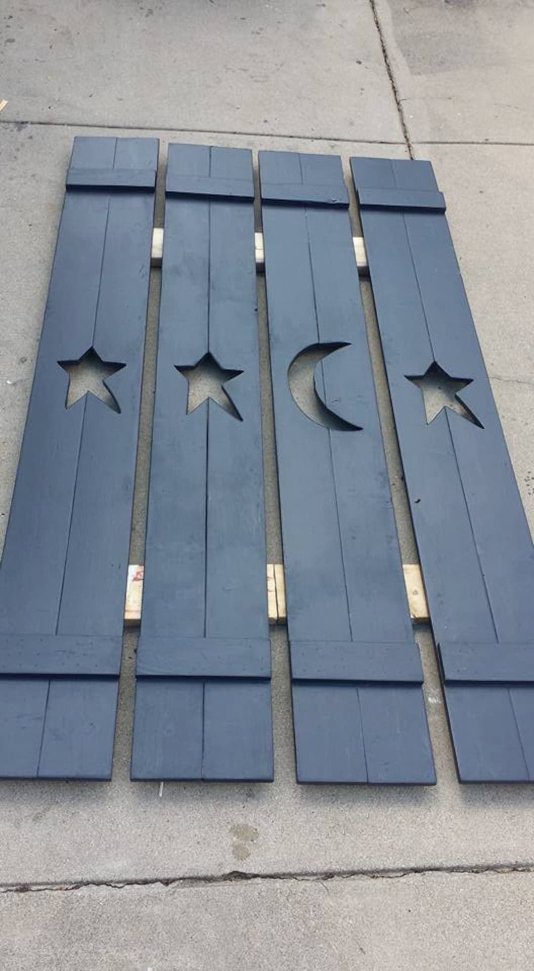 MOON & STARS SHUTTERS Black Large Indoor Outdoor 11" W X 84" 7-foot ...