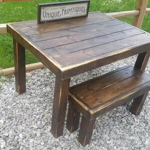 RUSTIC LODGE TABLE Country Cabin Kitchen Dining Wood Table Benches Set ...
