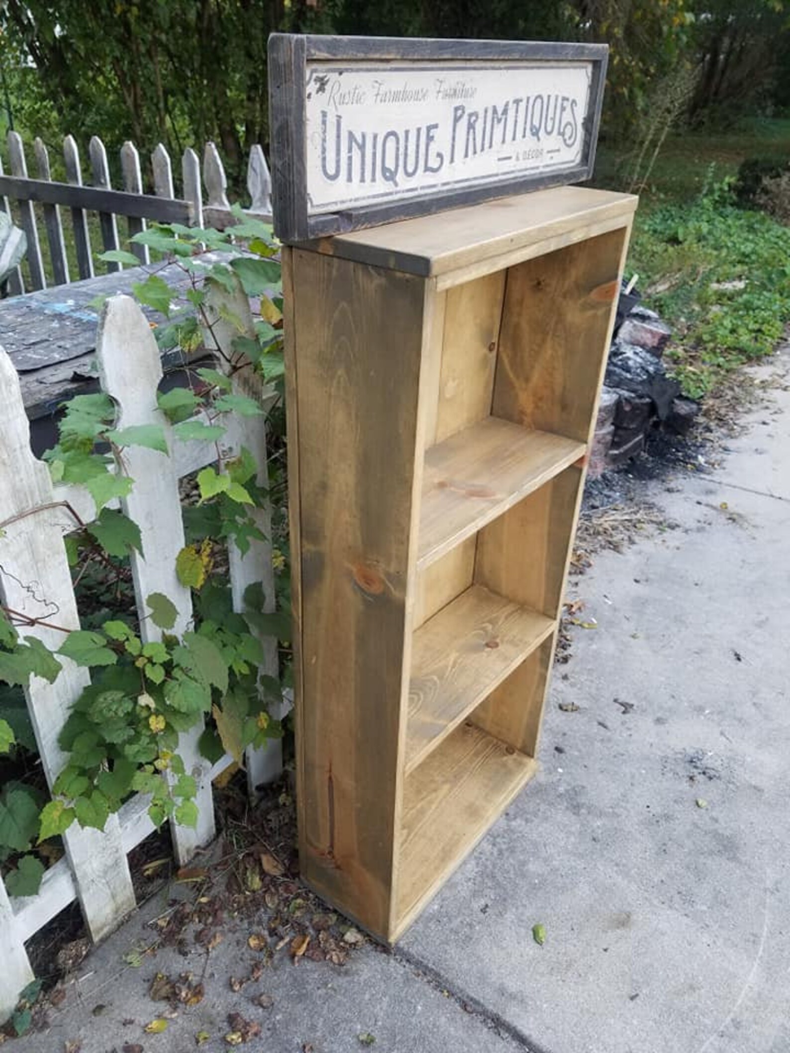 RUSTIC FARMHOUSE BOOKCASE Shelving Storage Shelf Driftwood Reclaimed ...