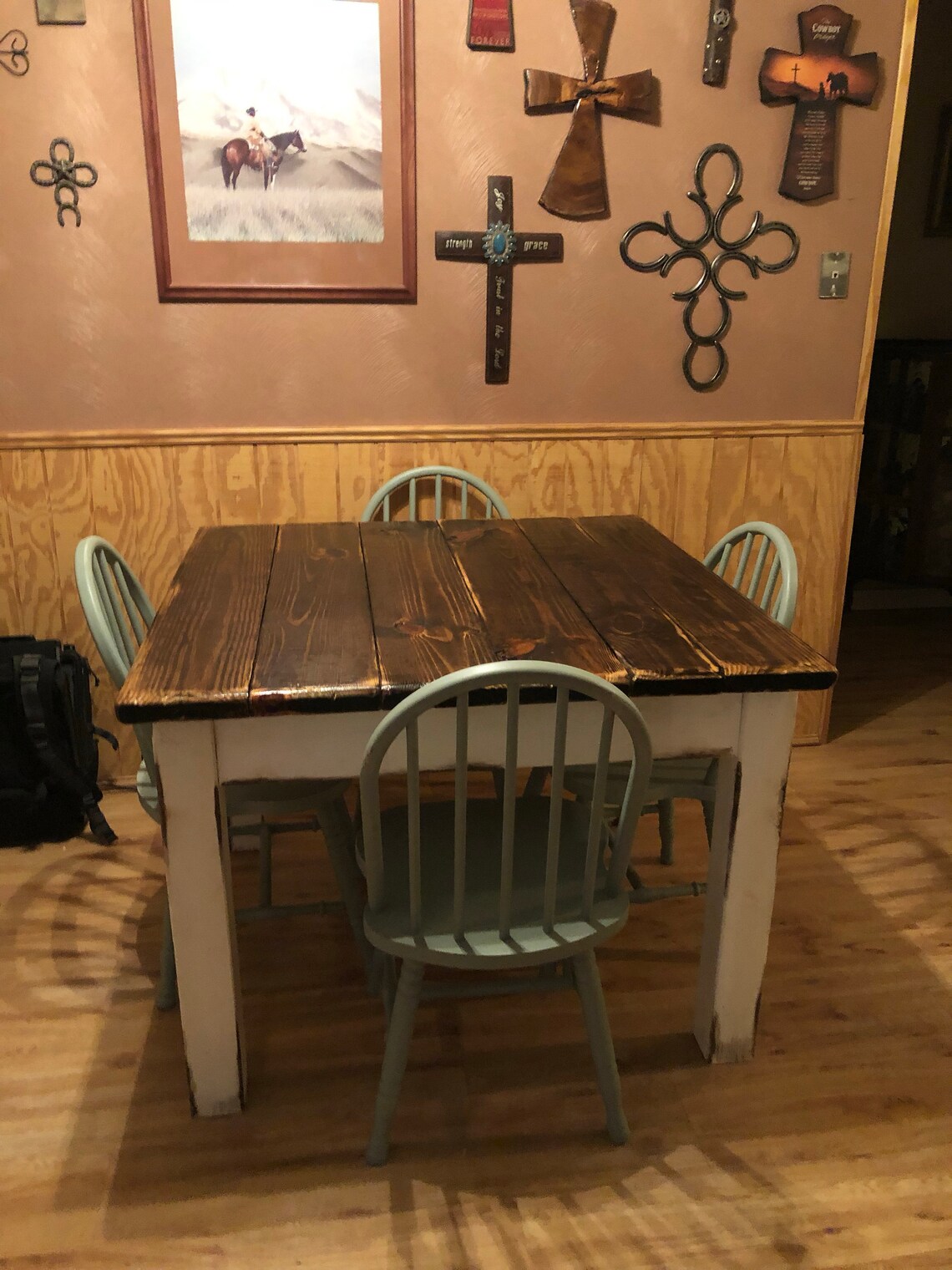 RUSTIC FARMHOUSE TABLE Small Kitchen Dining Farm House Reclaimed Wood ...