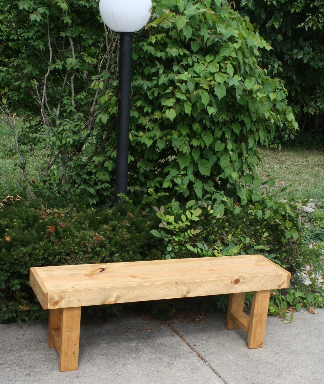 RUSTIC WOOD BENCH Light Weight Golden Oak Framed Bench 12x54x18"h ...