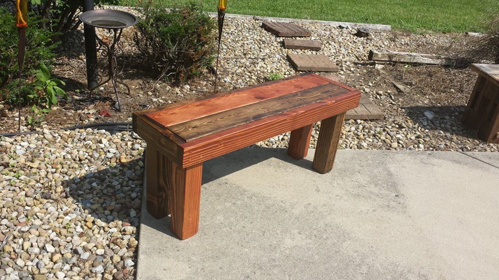 RUSTIC WOOD BENCH Dark Walnut & American Walnut Solid Wooden | Etsy