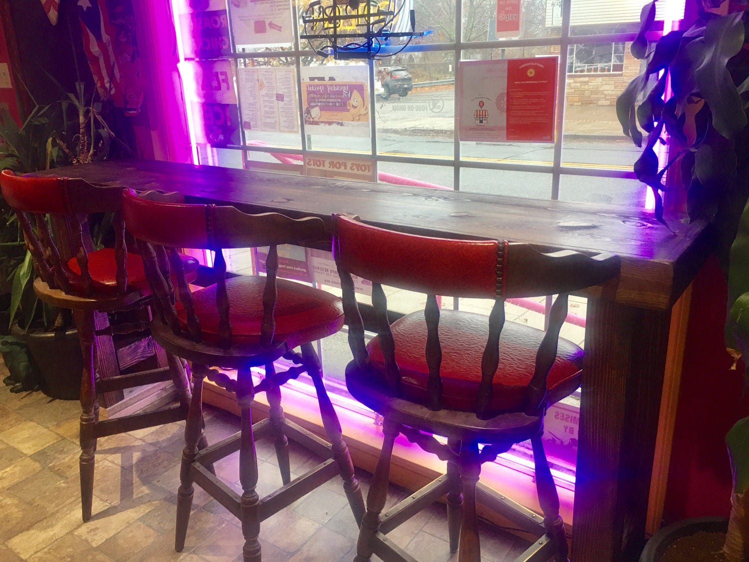 LARGE Rustic BAR TABLE Dark Walnut Reclaimed Wood Console Sofa | Etsy