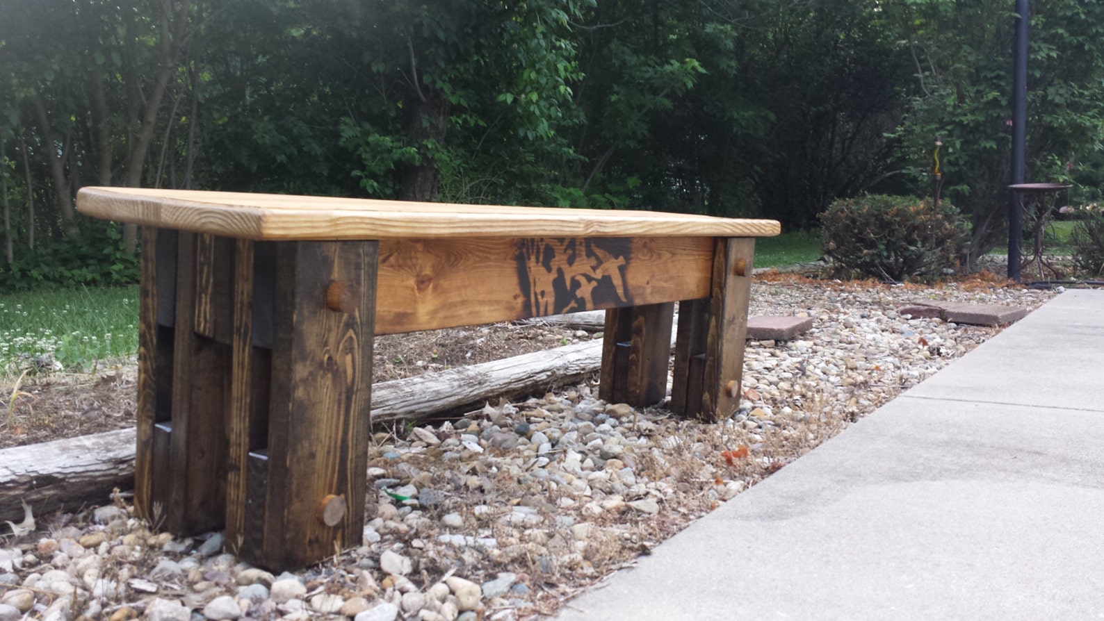 RUSTIC FARMHOUSE BENCH Fire Burned Duck Art Scene Wood Bench 14 ...