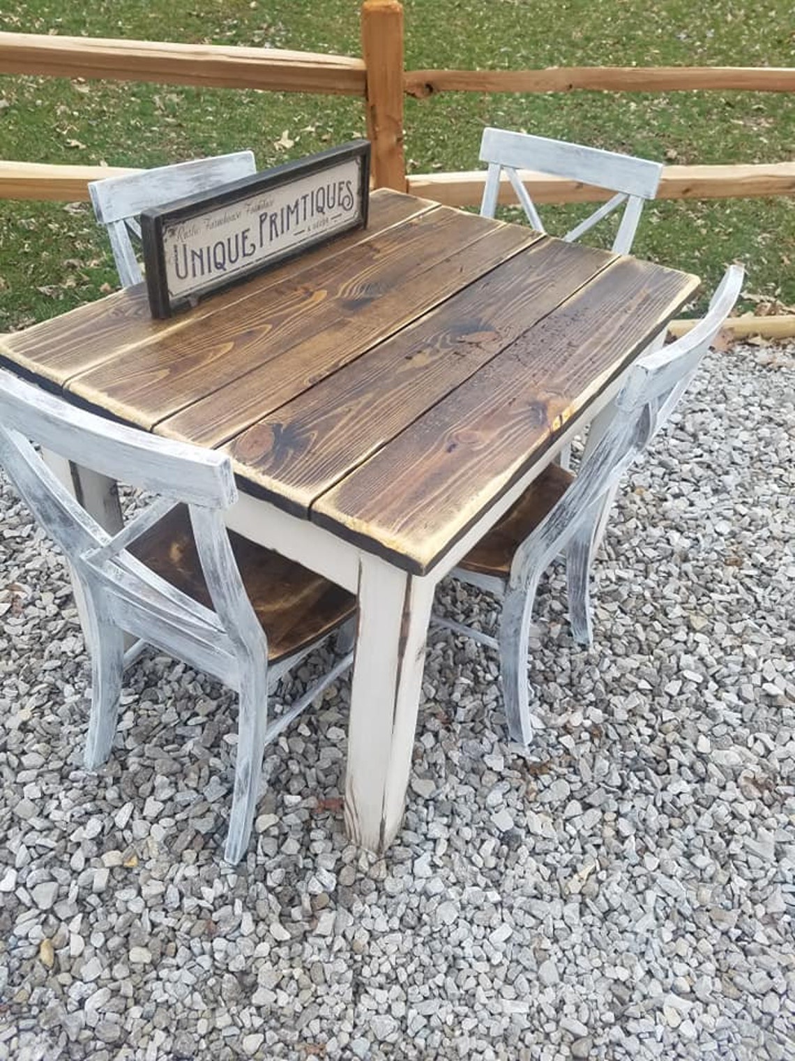 RUSTIC FARMHOUSE TABLE 3-piece Set Kitchen Dining Chairs Farm - Etsy