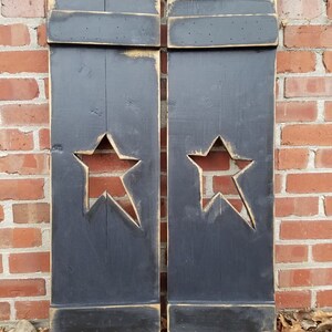 Primitive WOOD STAR SHUTTERS Cutout Rustic Distressed Black 11x36"h by ...