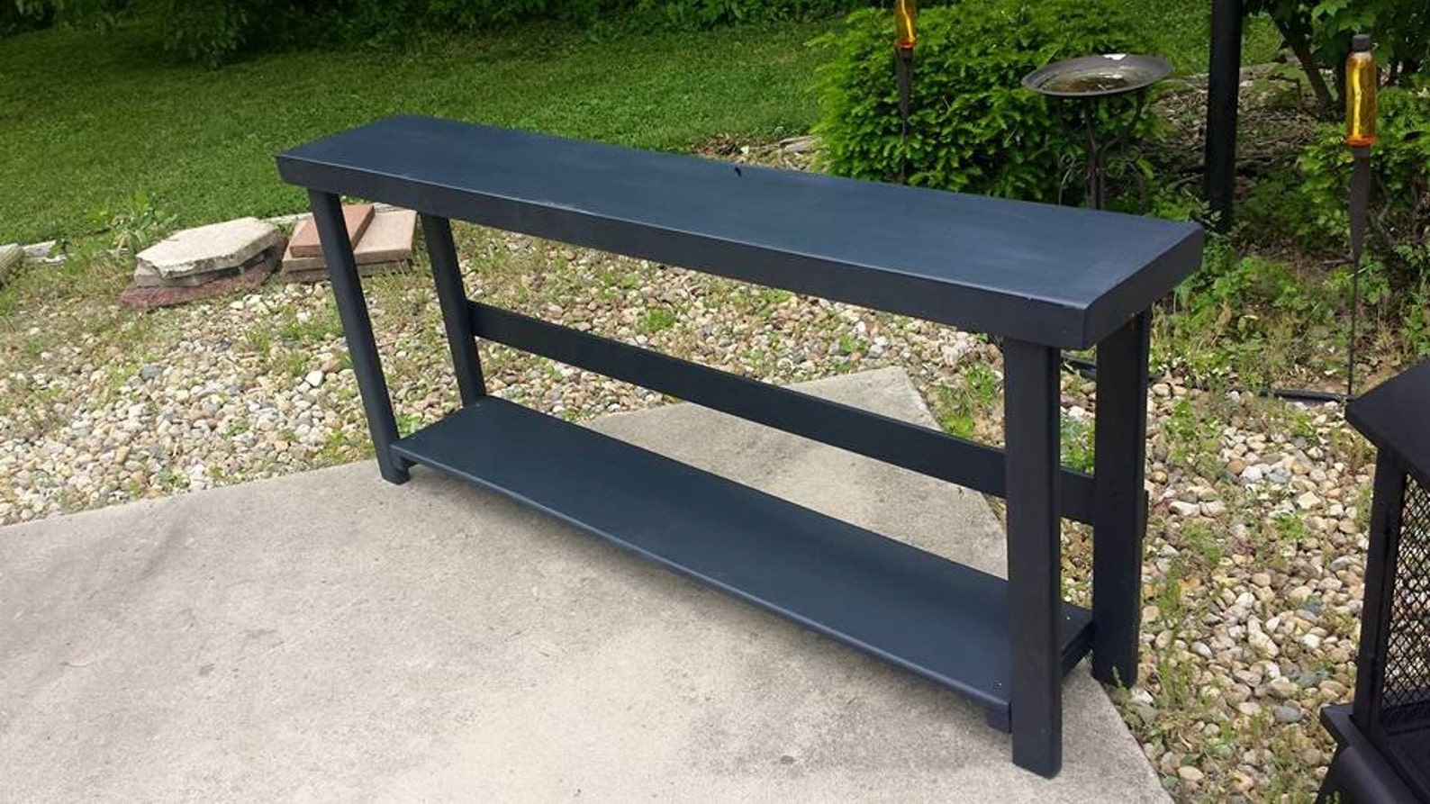 SOFA TABLE Console Large Rustic Long Narrow Kettle Black 12x80x33h ...