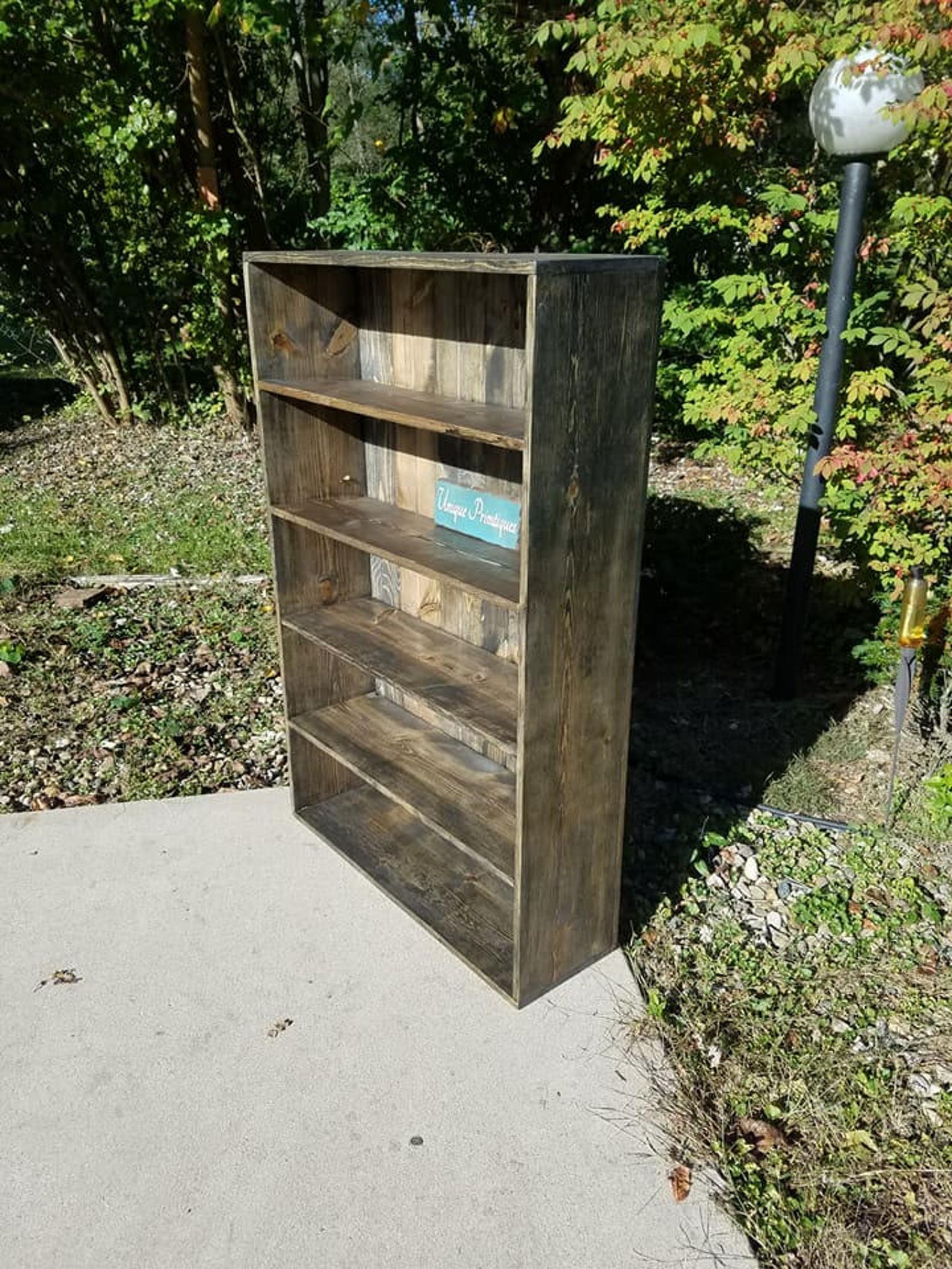 Rustic Wood Bookcase Shelf Reclaimed Barn Wood Look Primitive - Etsy