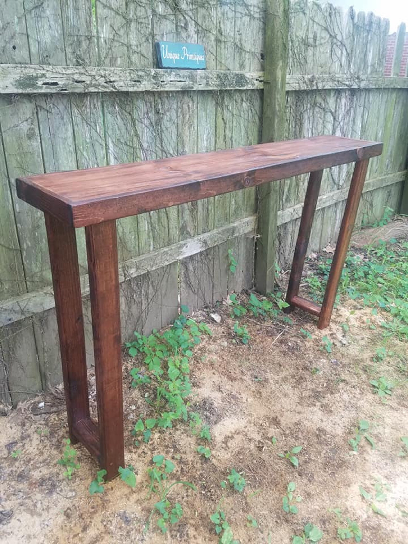 RUSTIC BAR TABLE Sofa Console Red Mahogany Long 12.75x70x43"h Large ...