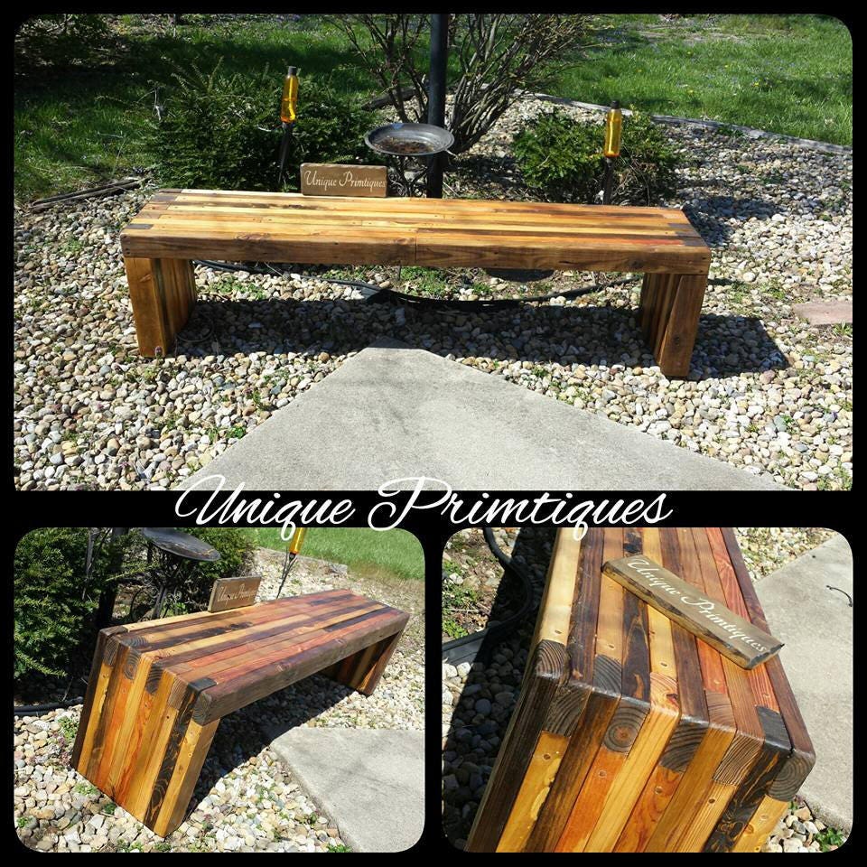 Reclaimed PALLET WOOD Rustic Bench by Unique Primtiques | Etsy