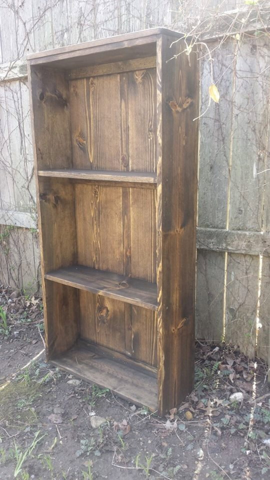 RUSTIC FARMHOUSE BOOKCASE Dark Walnut Reclaimed Wood Book Shelf Unique ...