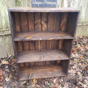 Rustic Reclaimed Wood Primitive Book Shelf Bookcase W/decorative Back ...