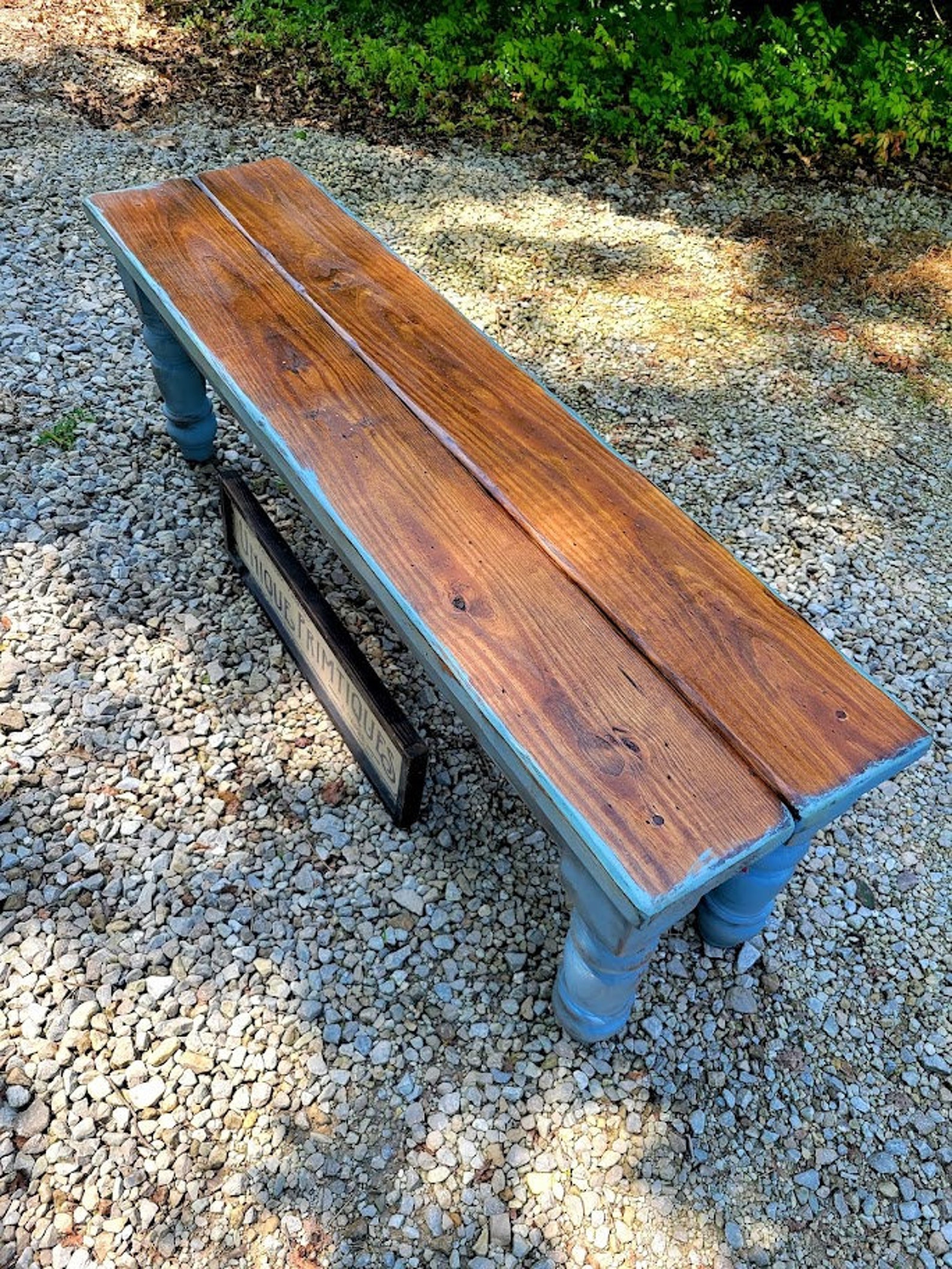 French Country Chic Rustic WOOD BENCH W/ Turned Legs Reclaimed | Etsy