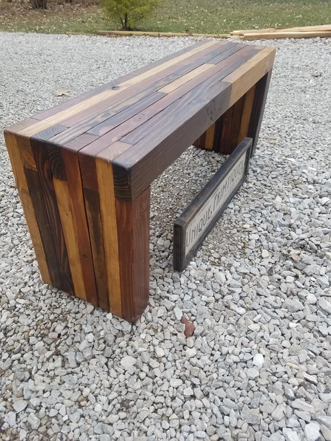 Reclaimed PALLET WOOD Rustic Bench by Unique Primtiques Salvaged Pine ...
