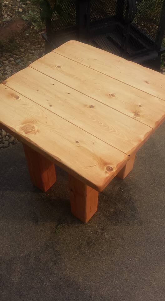 RUSTIC FARMHOUSE END Table Farm House Golden Pecan Reclaimed Wood Side ...