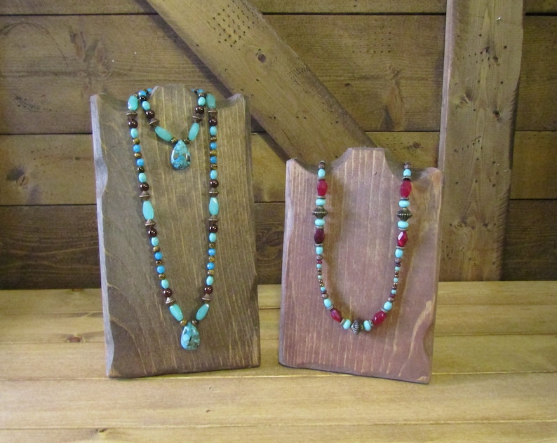 Rustic JEWELRY DISPLAY Necklace Stand Holder SET of Three Different ...