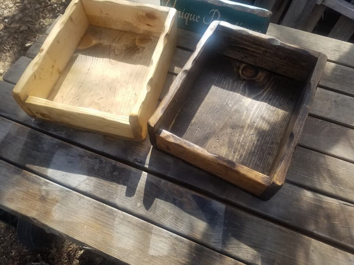 Rustic Reclaimed Wood PAPER TRAY Box Hand Made Home Office Business ...
