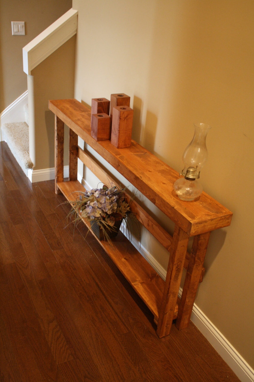 RUSTIC SOFA TABLE Console Narrow Entryway Entry Hall Accent Unique ...
