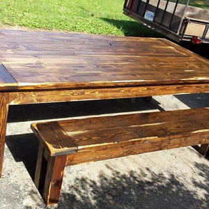 RUSTIC FARMHOUSE BENCH Cross-plank Farm House 14x77x19 Dark Walnut ...