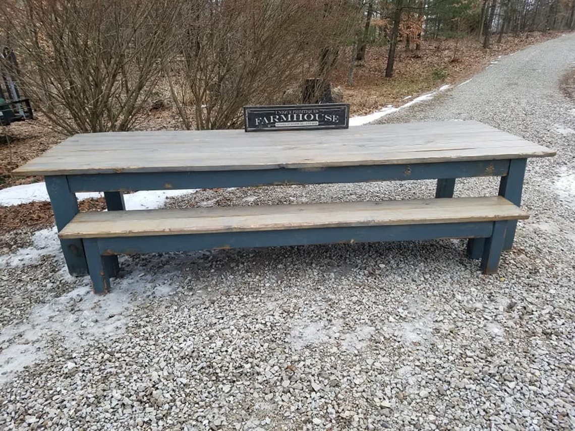 RUSTIC 12-ft FARMHOUSE TABLE Set Farm House Kitchen Dining - Etsy