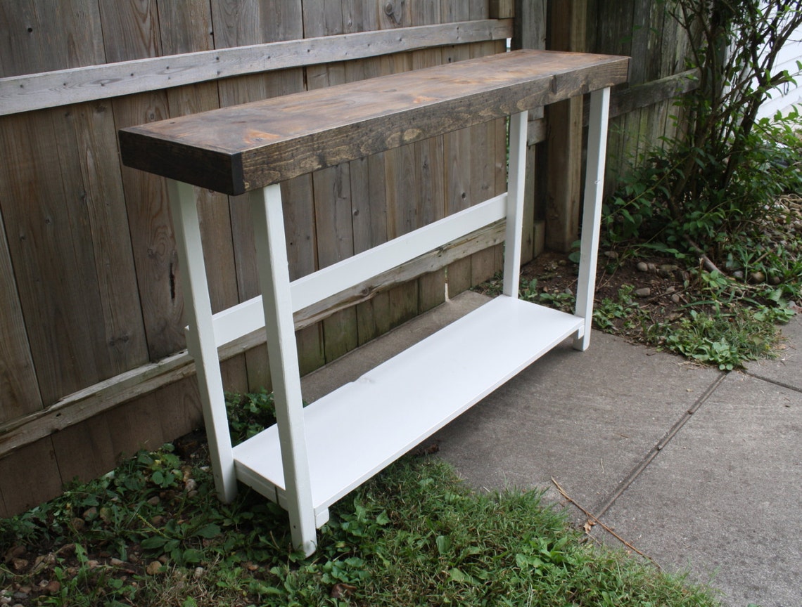 RUSTIC Console TABLE Sofa Accent Entryway Hall Unique Primtiques Dark ...
