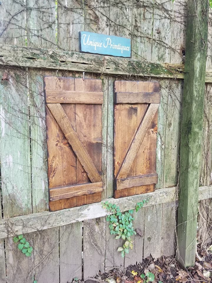 RUSTIC Wood SHUTTERS Dark Walnut Stain Barn "z" Primitive Reclaimed ...