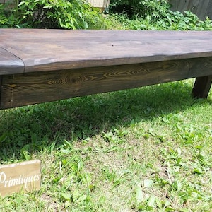 RUSTIC FARMHOUSE BENCH Cross-plank Farm House 14x77x19 Dark Walnut ...
