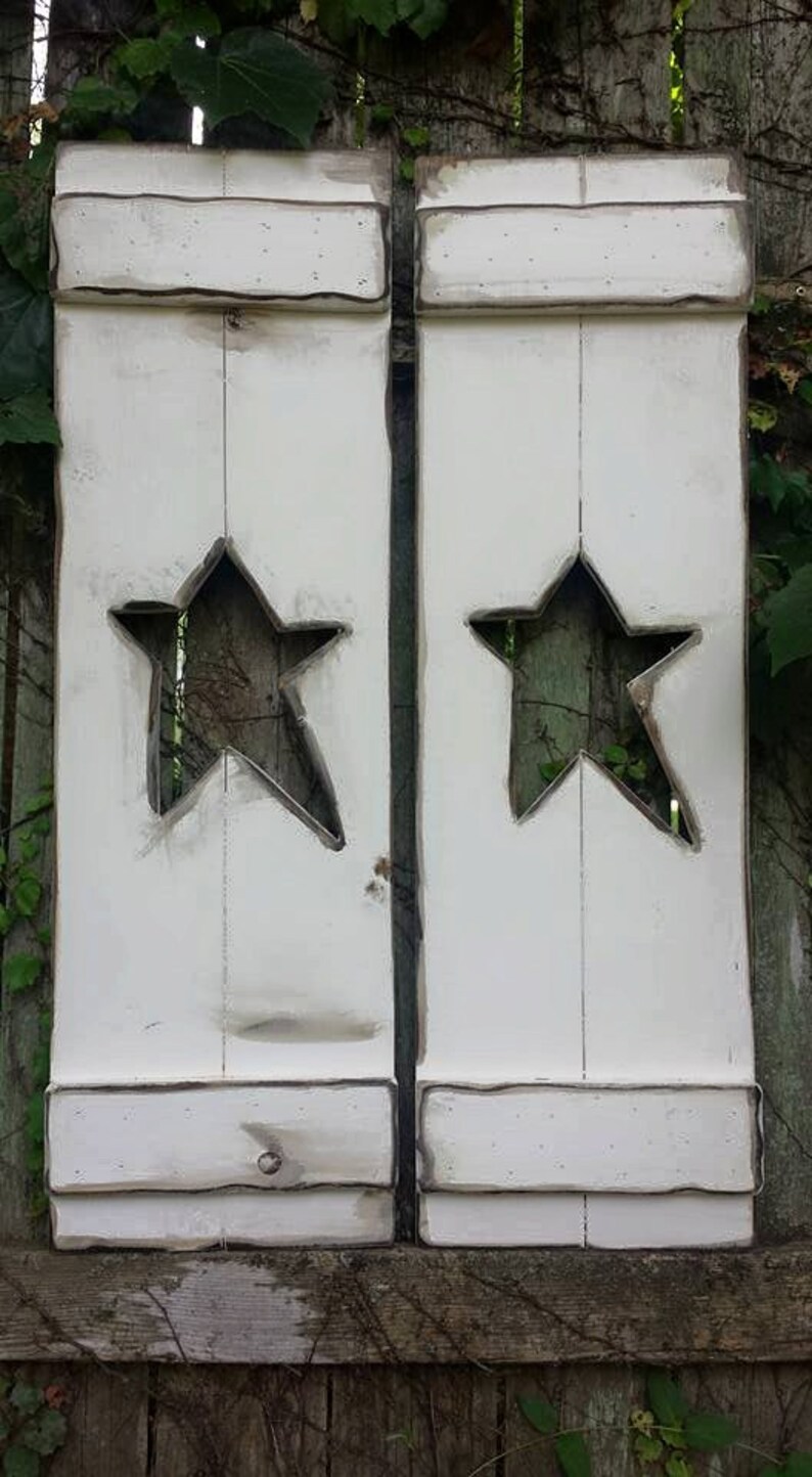 RUSTIC WOOD SHUTTERS Star Cutout Distressed Farmhouse Country - Etsy