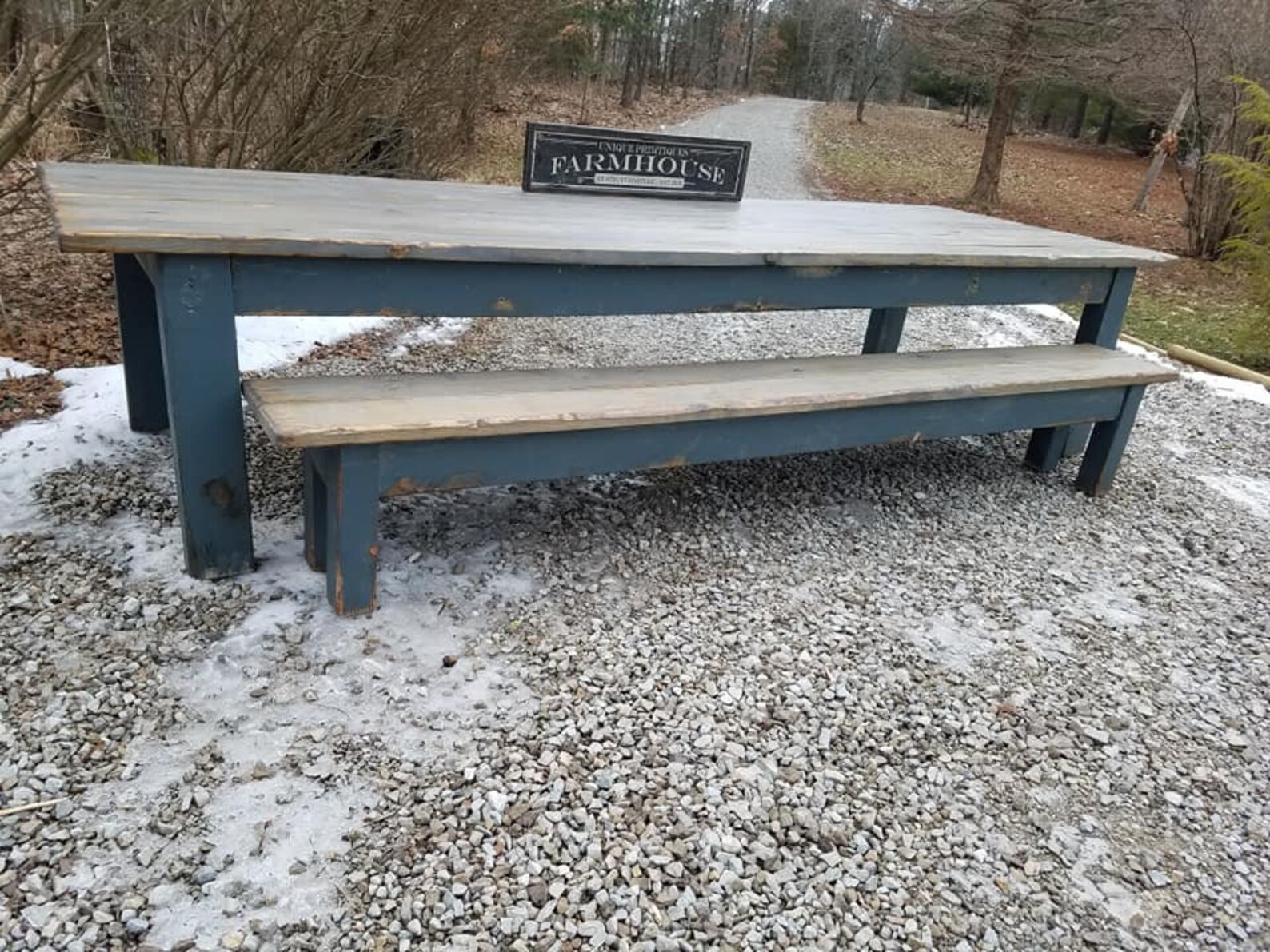 RUSTIC 12-ft FARMHOUSE TABLE Set Farm House Kitchen Dining - Etsy