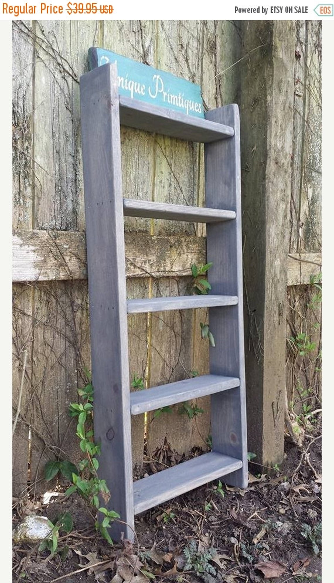 RUSTIC WOOD LADDER Shelf Rock Mineral Wall Display Weathered - Etsy