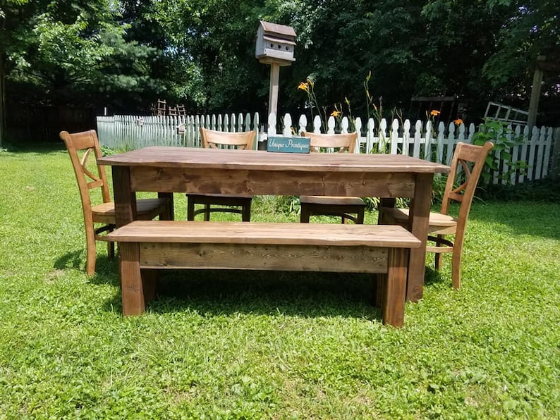 RUSTIC FARMHOUSE BENCH Farm House Indoor Outdoor Kitchen Dining Porch ...