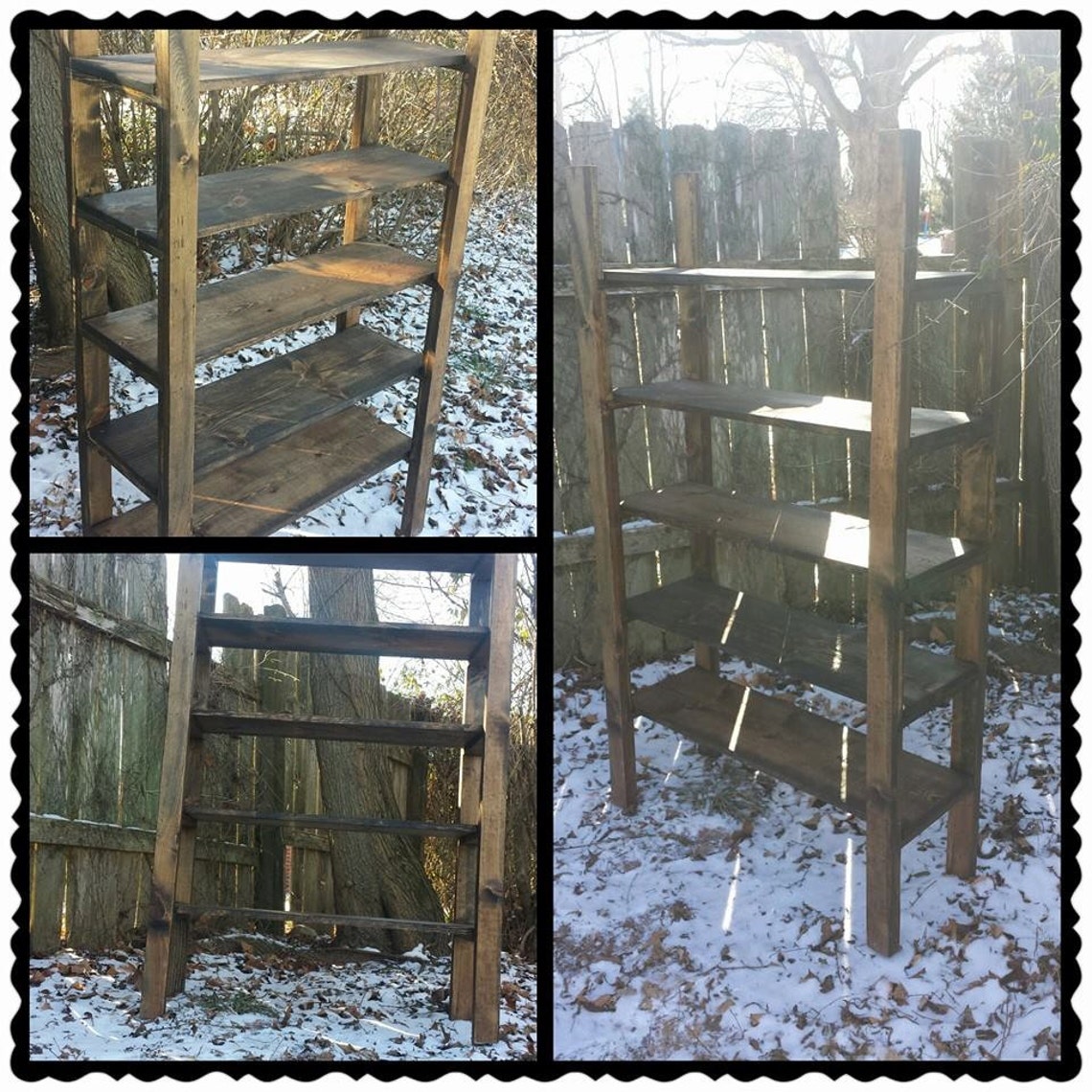 RUSTIC BOOKCASE TALL Dark Walnut Wood Ladder End Bookshelf | Etsy