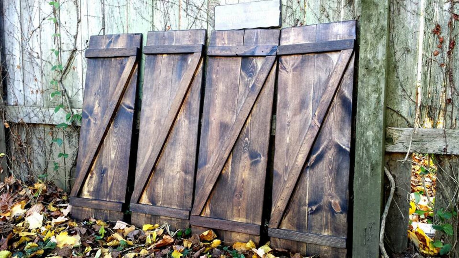 Reclaimed Rustic Wood SHUTTERS Set Of FOUR Dark Walnut Stained | Etsy