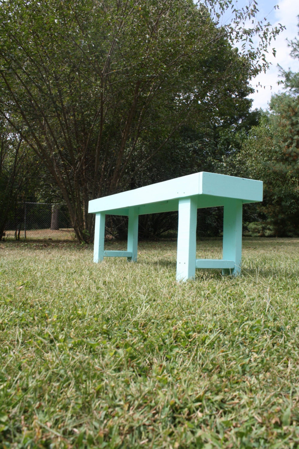 Coastal Living Seaside AQUA Blue Wood Bench By Unique | Etsy