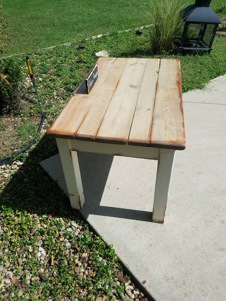 Rustic Wood Farm Table Weathered Gray Country White Cabin Farmhouse ...